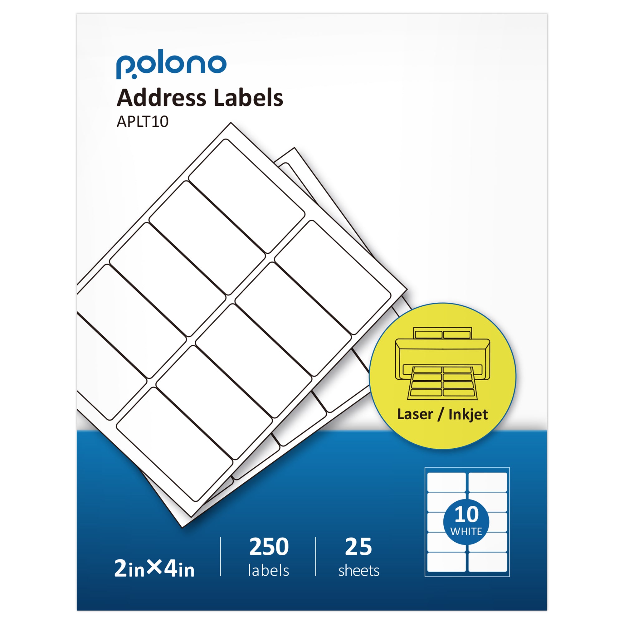 2" x 4" Shipping Address Labels, POLONO Internet Mailing Shipping Labe ...