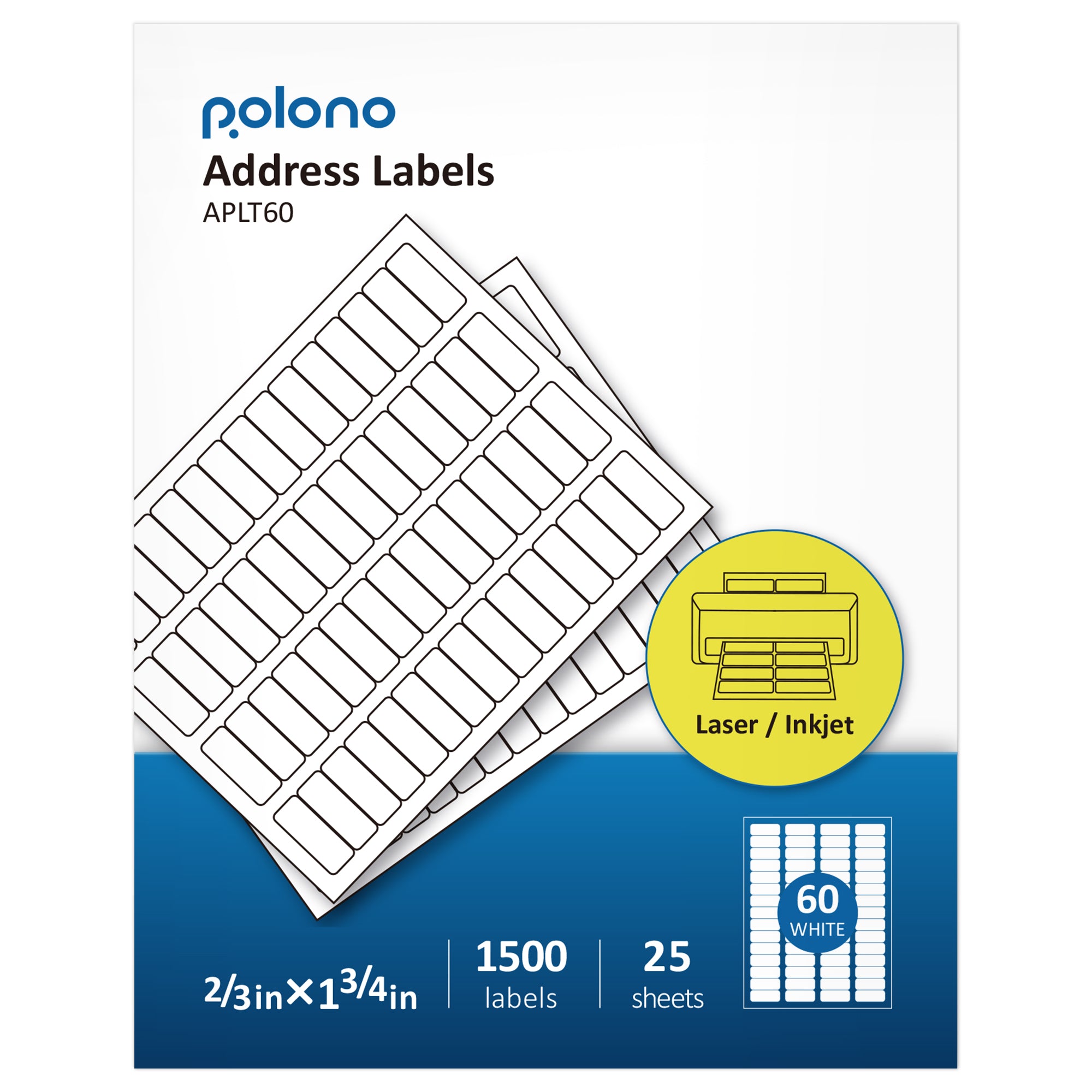 3-1/3x4 Shipping Address Labels, POLONO Shipping Labels for Laser & In ...