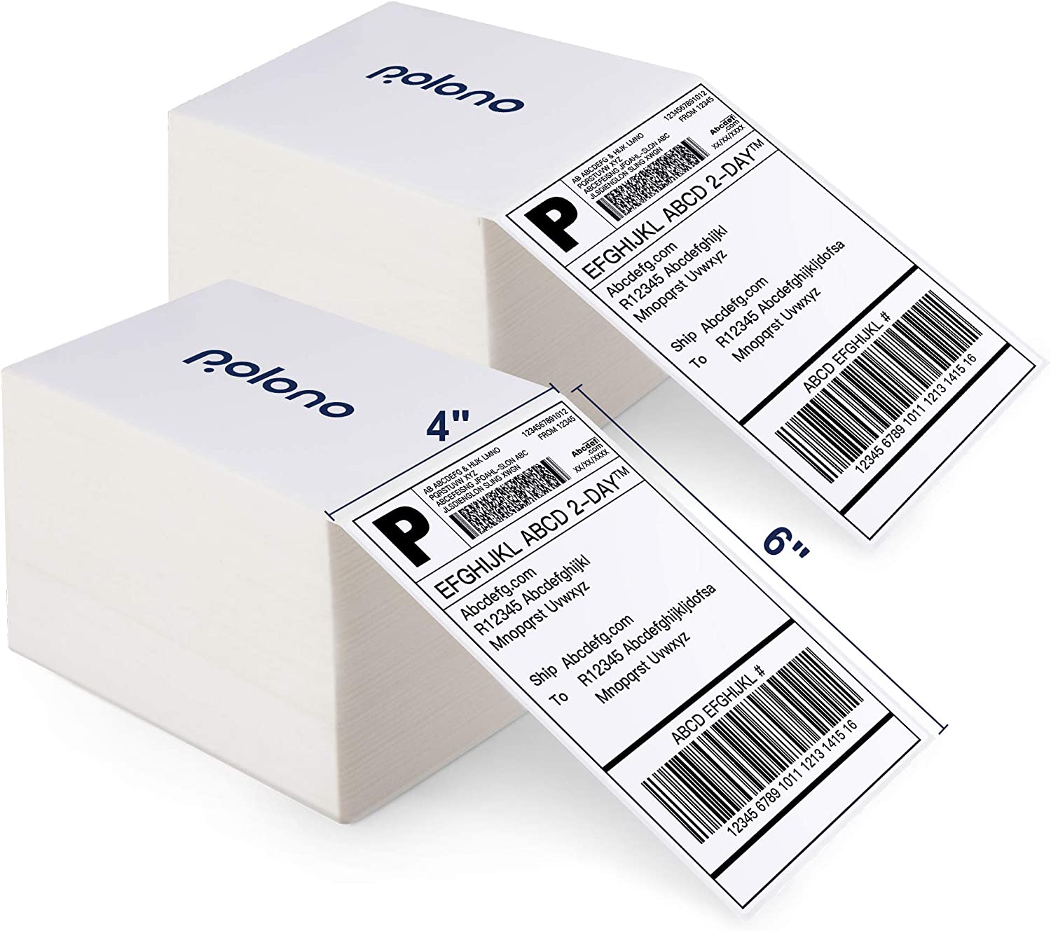 Polono 4"x6" Direct Thermal Shipping Labels, Perforated Postage Therma ...